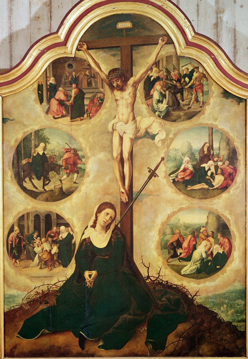 Panel central de un tríptico que representa Los siete dolores de la Virgen, c.1520-35